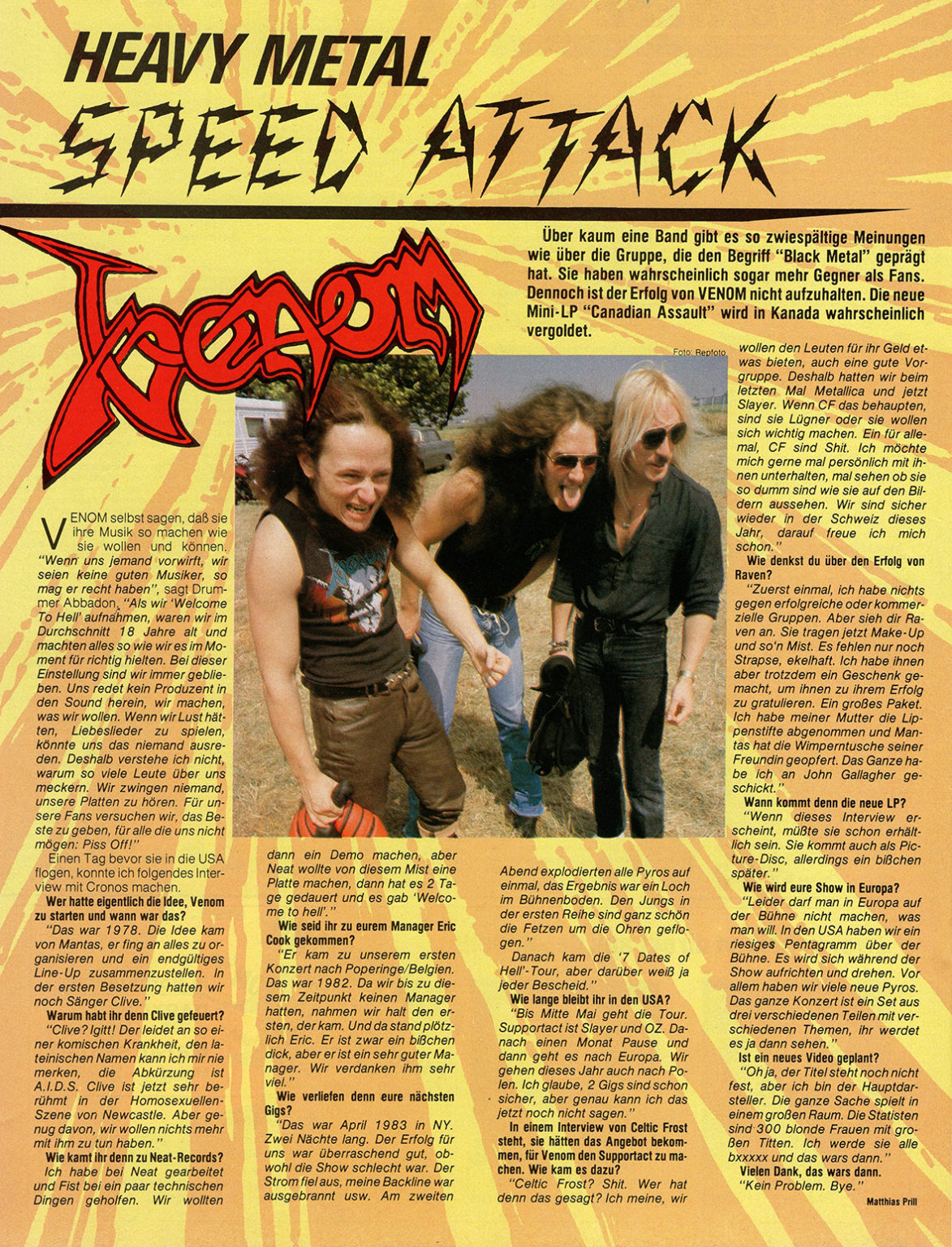 VENOM Interview (German METAL HAMMER, #5 / 1985) – Fullmoon Shop